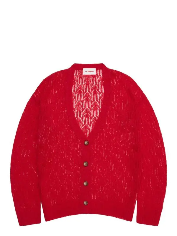 LA GRANNI La Granny Baby Alpaca & Wool Pereline Cardigan - Red