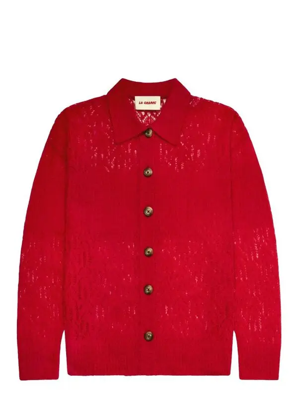LA GRANNI Aranita Colla Cardigan - Red