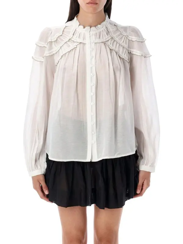 MARANT ETOILE Ruffled Button-front Blouse - Bianco