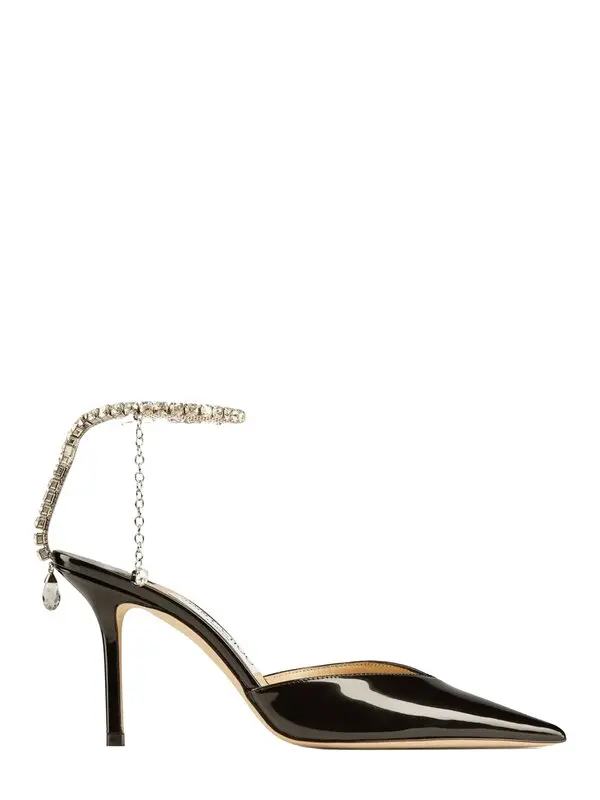 JIMMY CHOO Pointed Toe Heels With Crystal Chain Embellishment 85mm - Nero