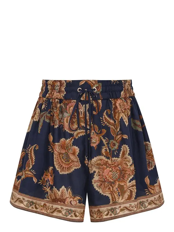 Zimmermann High-waisted Silk Habotai Printed Shorts - Blu