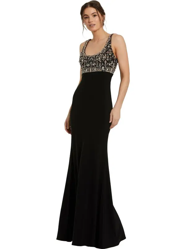Mac Duggal Embellished Scoop Neck Gown - Black