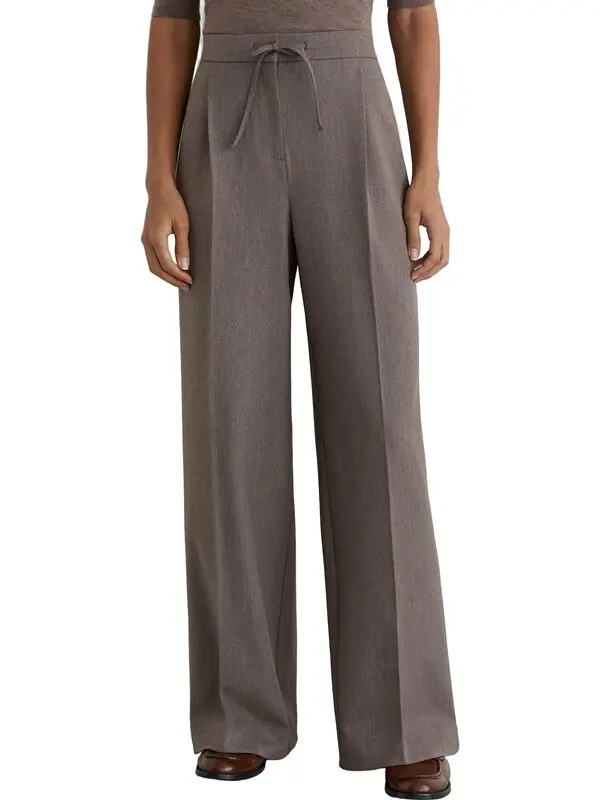 REISS Petite Elowen Wide-leg Trousers - Neutral