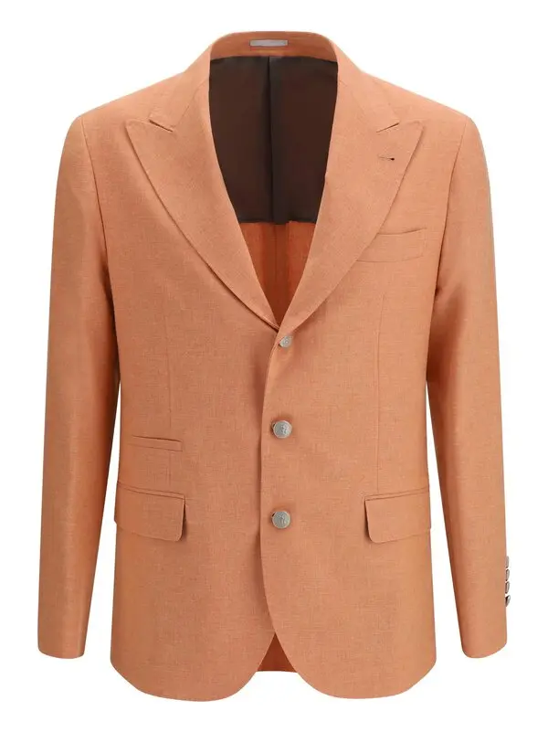 Brunello Cucinelli Deconstructed Jacket In Mouliné Fabric - Orange