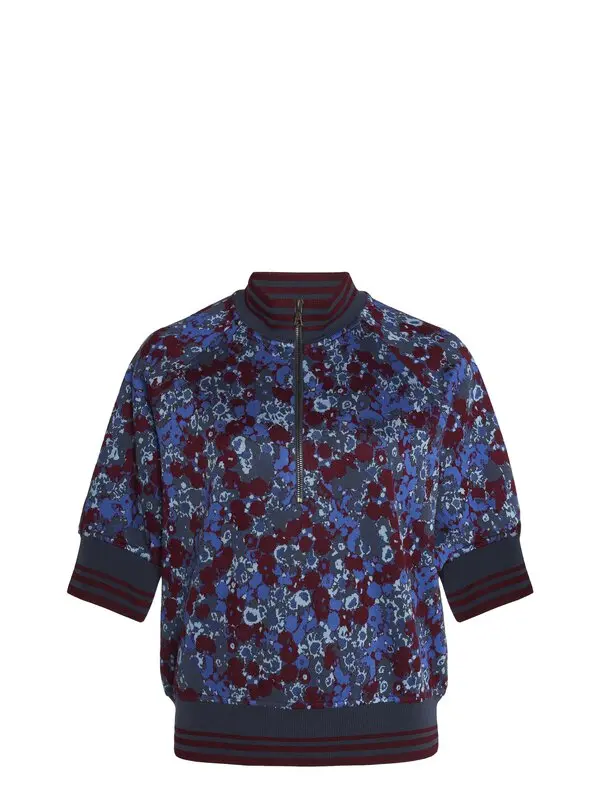 Dries Van Noten Floral Print Half-zip Sweater - Navy