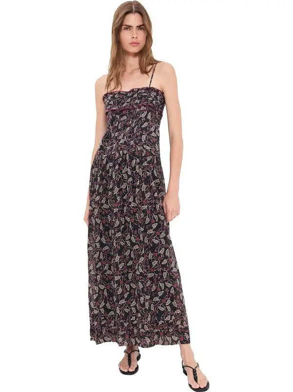 Isabel Marant Étoile Demy Floral Print Maxi Dress - Black/raspberry