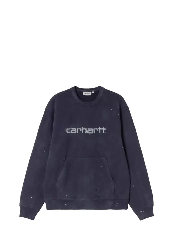 Carhartt Work In Progress Paint Splatter Logo Cotton Sweatshirt - Navy