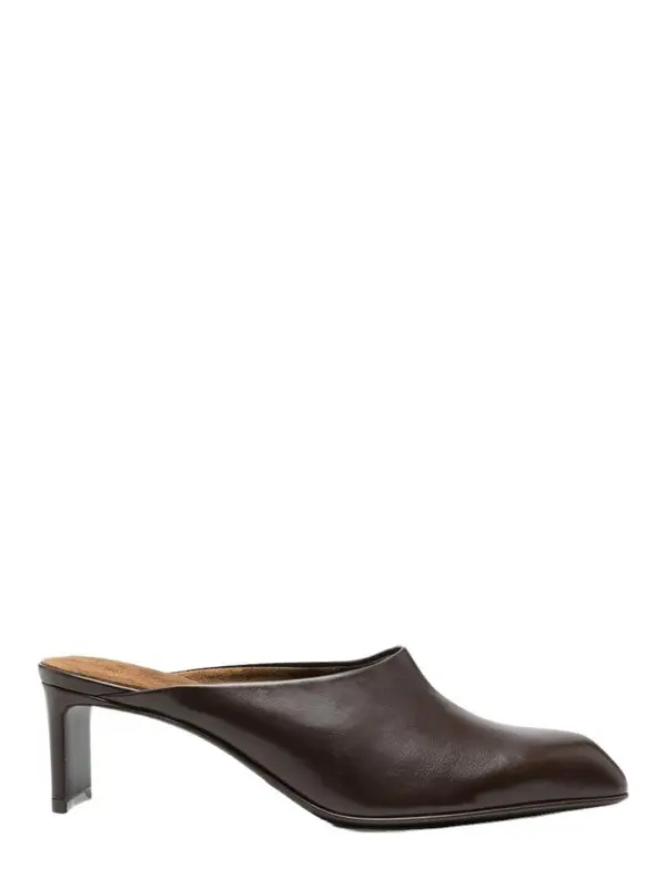 Khaite Square Toe Block Heel Mules - Brown