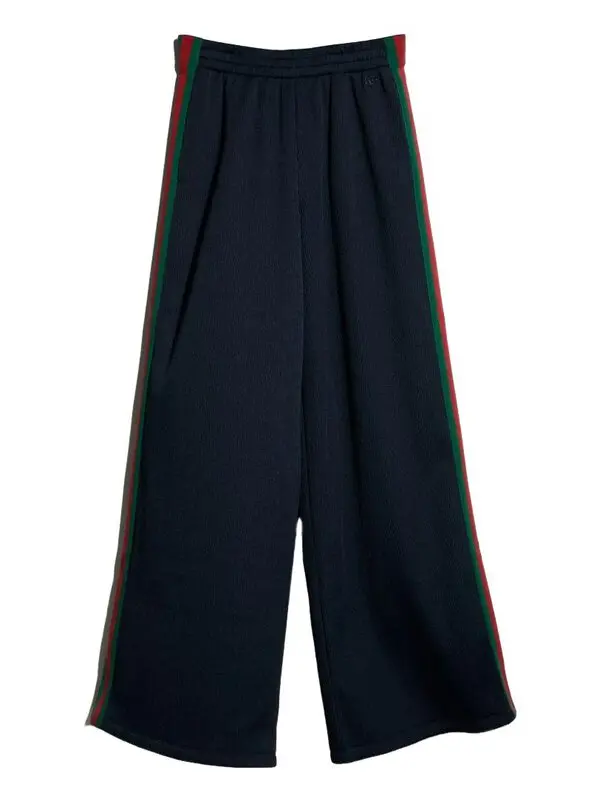 Gucci Cotton Blend Wide Leg Trousers - Navy
