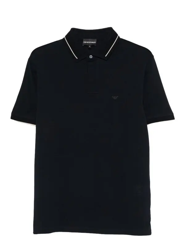 Emporio Armani Logo Cotton Polo Shirt - Navy