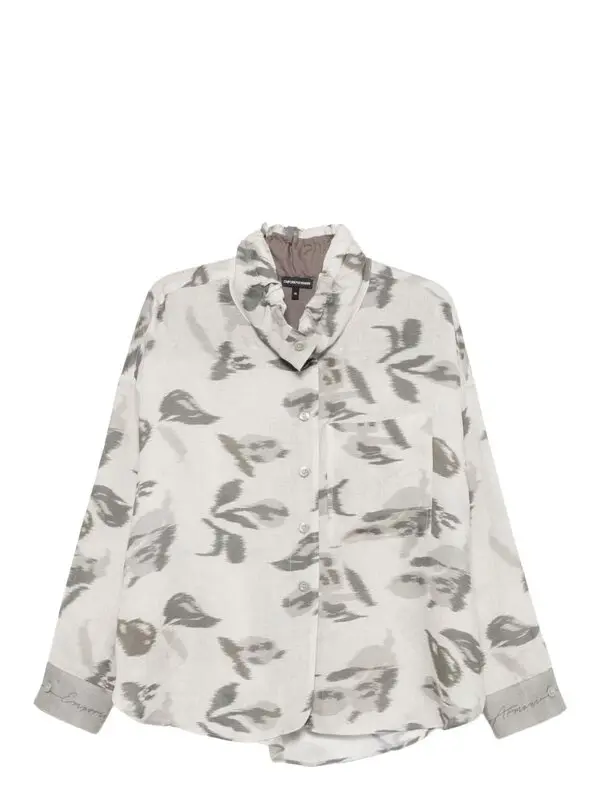 Emporio Armani Printed Linen Shirt - Grey