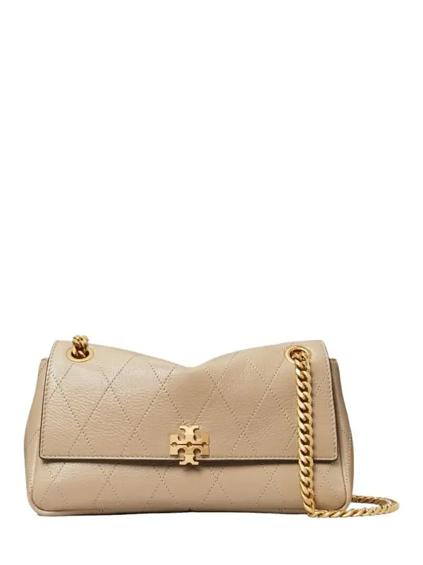 Tory Burch Charlie Small Leather Shoulder Bag - Grey