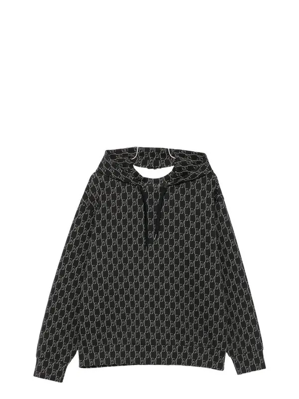 Emporio Armani Monogram Pattern Cotton Hoodie - Navy
