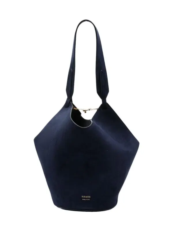 Khaite Lotus Mini Leather Bucket Bag - Navy