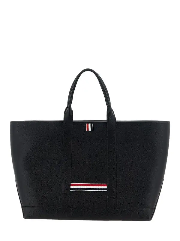 Thom Browne Leather Medium Tote Bag - Black