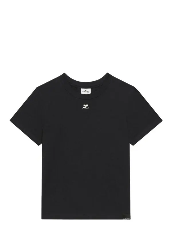 COURREGES Logo Cotton T-shirt - Black