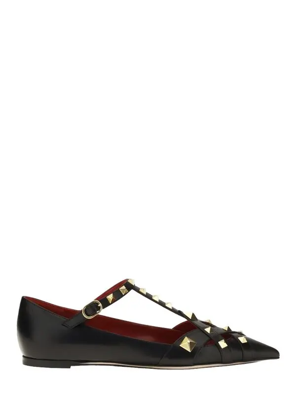 Valentino Garavani Studded Leather Ballet Flats - Black