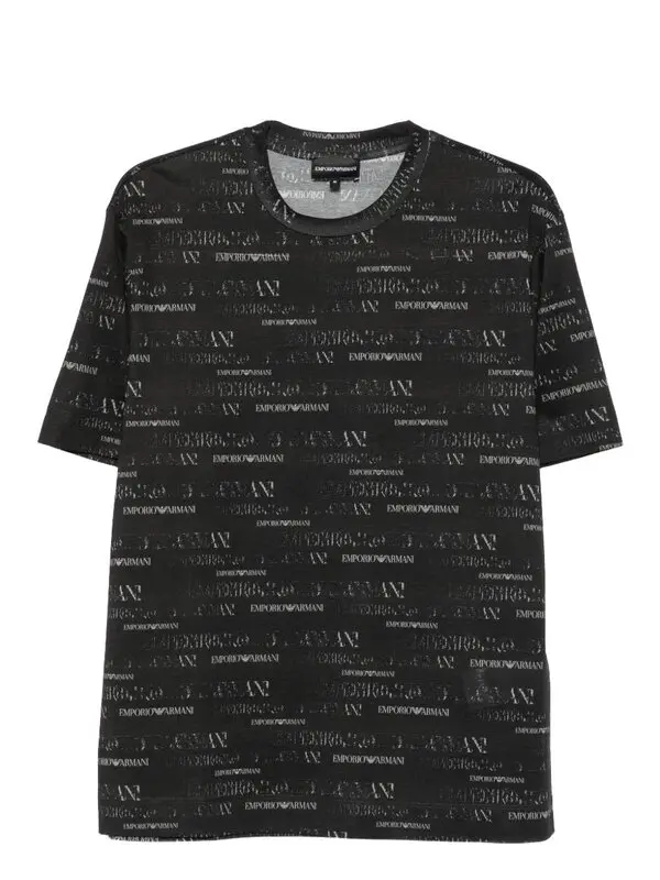 Emporio Armani All-over Logo Print T-shirt - Navy