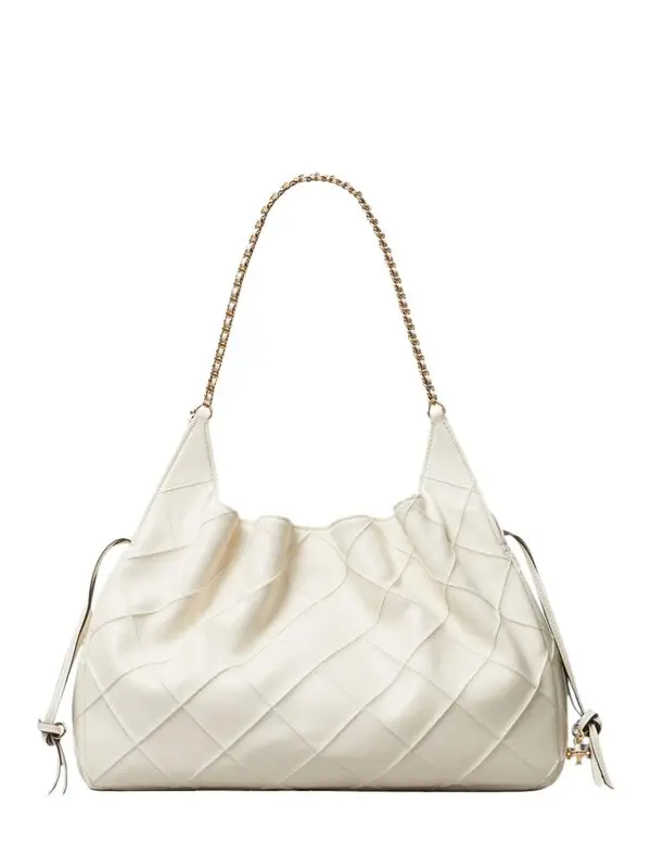 Tory Burch Fleming Large Leather Tote - Ecru
