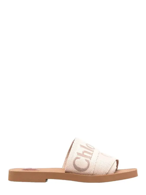Chloé Woody Linen Slides - Beige