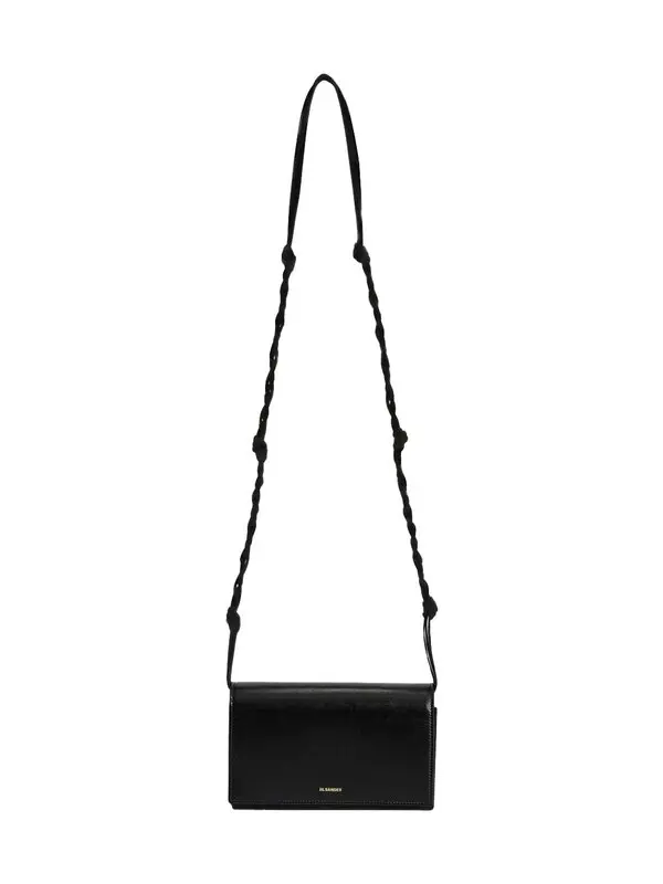 JIL SANDER Tangle Leather Wallet On Chain - Black