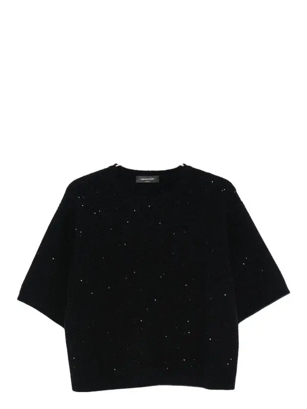 Fabiana Filippi Wool Blend Sweater With Embellishments - Navy