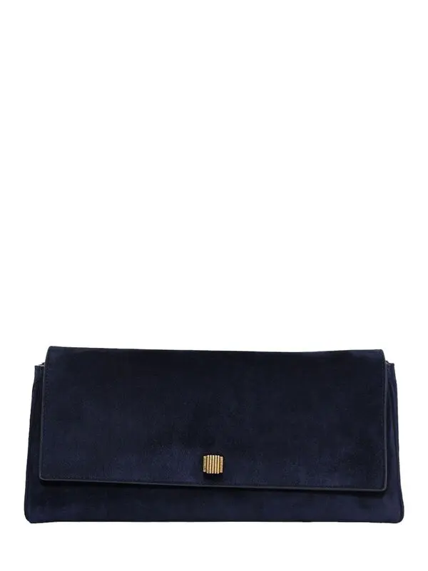 Khaite Audrey Leather Clutch - Navy