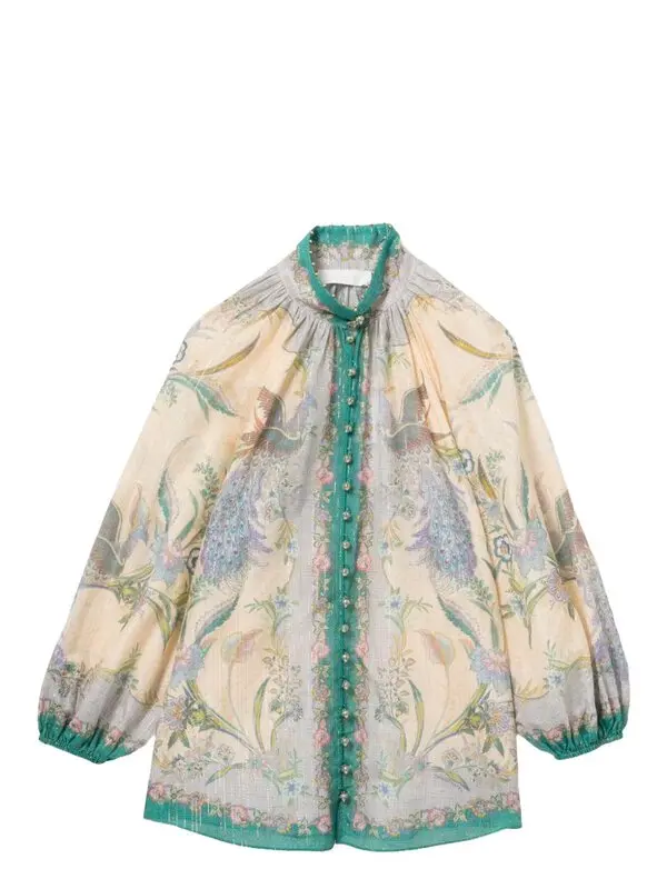 Zimmermann Indra Printed Blouse - Ecru