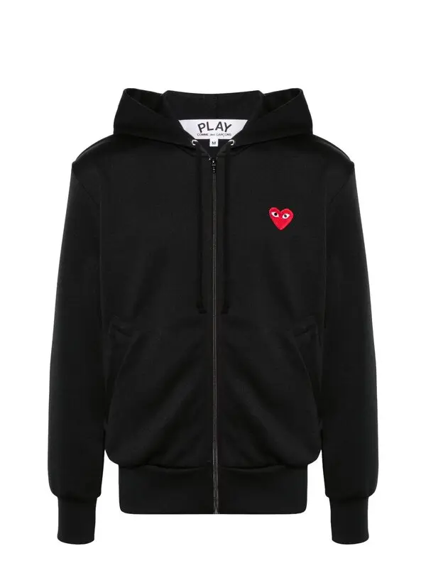Comme Des Garçons Logo Cotton Hoodie - Black