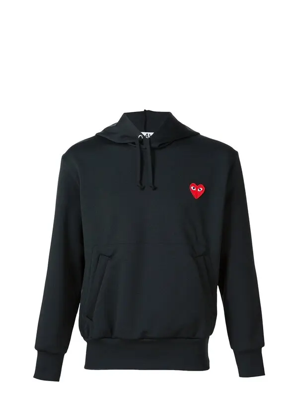 Comme Des Garçons Logo Cotton Hoodie - Black