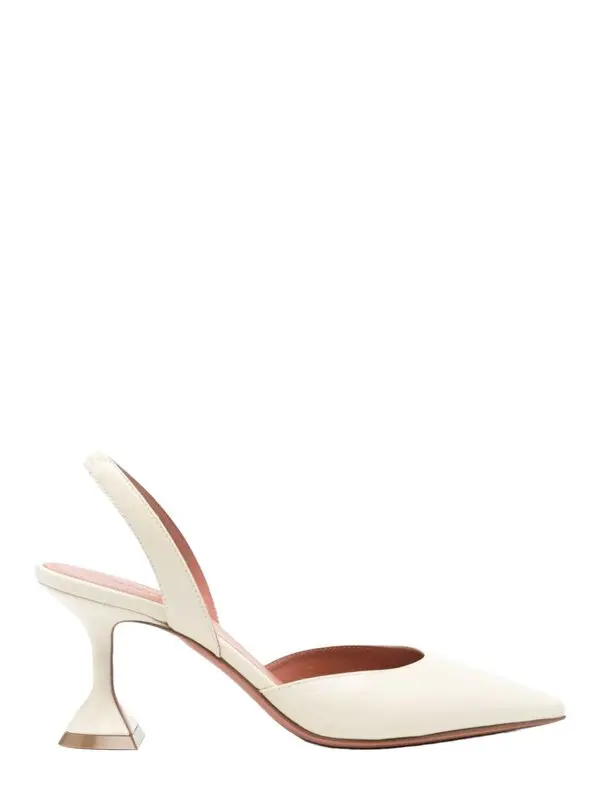 Amina Muaddi Holly Leather Slingback Pumps - White
