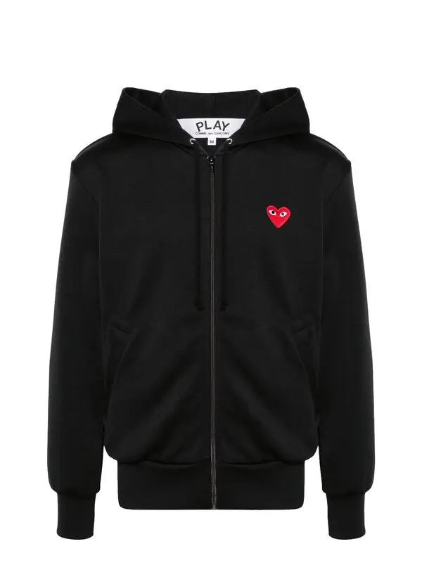 Comme Des Garçons Logo Cotton Hoodie - Black