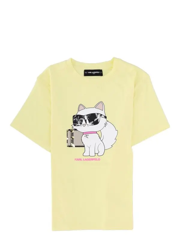 Karl Lagerfeld Printed Cotton Blend T-shirt - Yellow