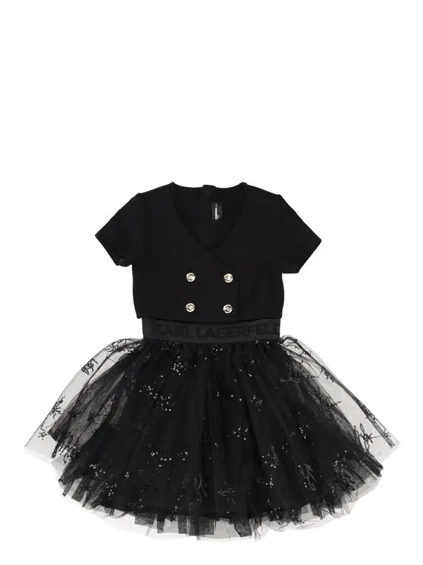 Karl Lagerfeld Embellished Tulle Dress - Black