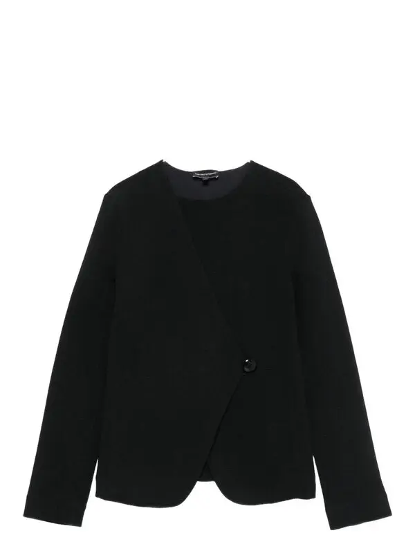 Emporio Armani Asymmetrical Button Jacket - Black