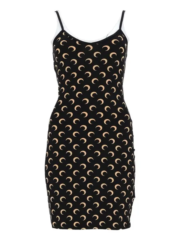 MARINE SERRE Moon Print Mini Dress - Black