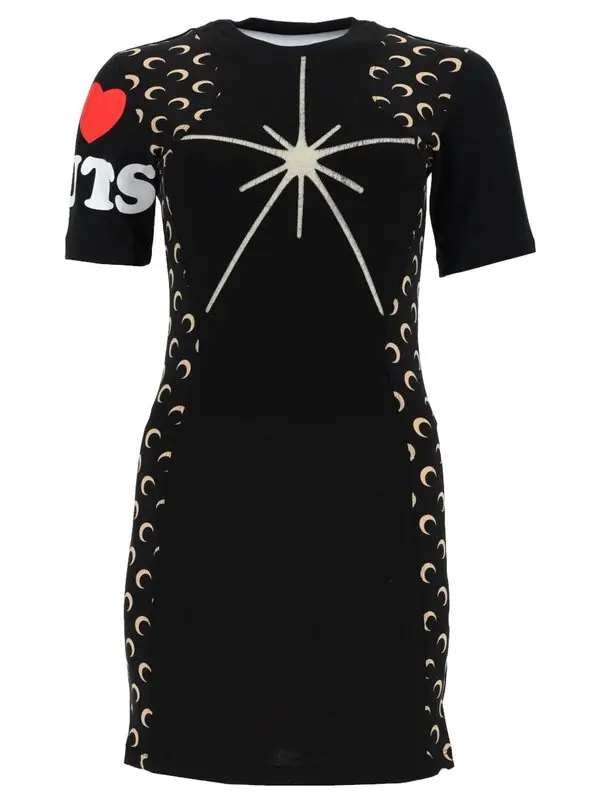 MARINE SERRE Upcycled Mini Dress - Black