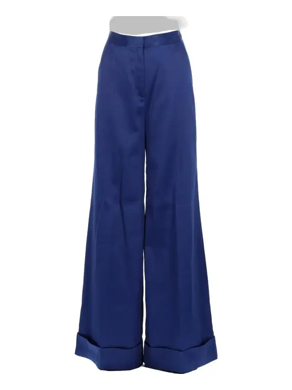 SELF-PORTRAIT Wide Leg Satin Trousers - Blue