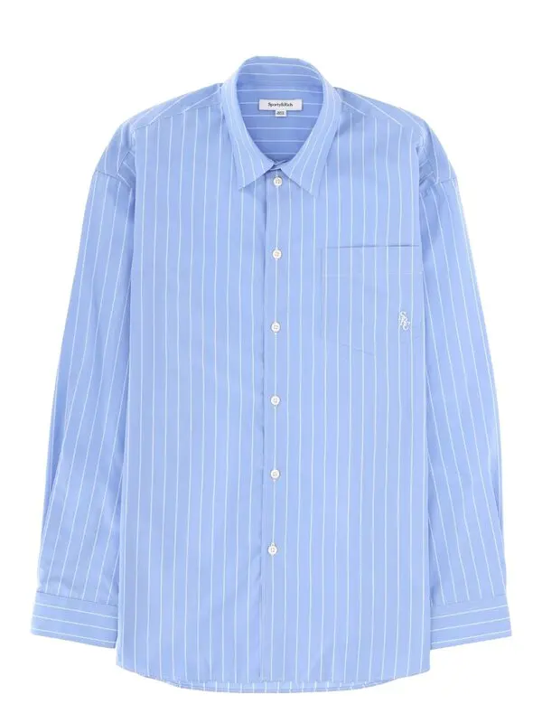 SPORTY&RICH Oversized Striped Cotton Shirt - Blue