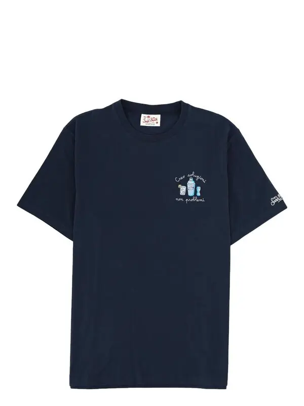 MC2 SAINT BARTH Cotton Embroidered T-shirt - Blue