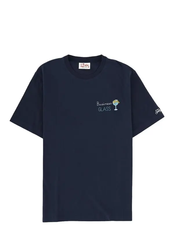 MC2 SAINT BARTH Embroidered Cotton T-shirt - Blue