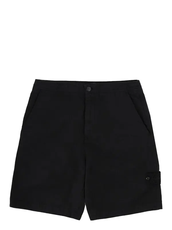 Stone Island Cotton And Linen Blend Shorts - Black