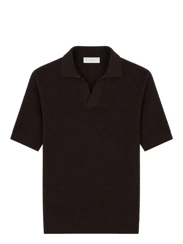 LUIGI GENTILE Polo 'capri' In Crochet Di Cotone - Brown