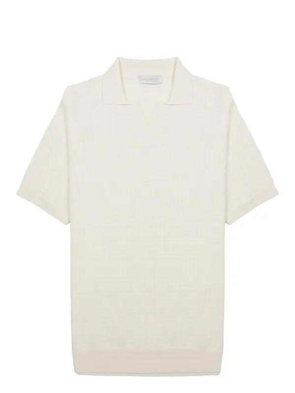 LUIGI GENTILE Polo 'capri' In Crochet Di Cotone - Ivory