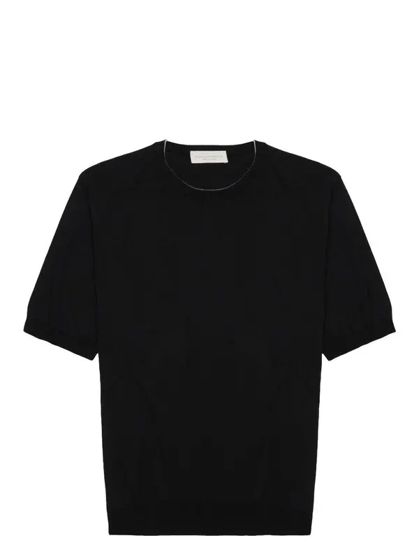 LUIGI GENTILE Short Sleeve Cotton Knit - Black