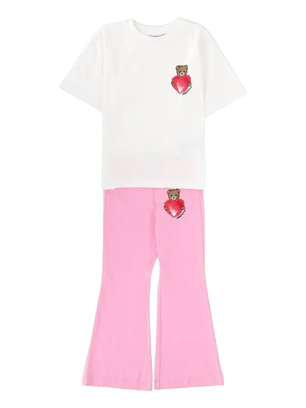 Moschino Maxi T-shirt And Trousers Set With Teddy Bear And Heart Motif - Multicolour