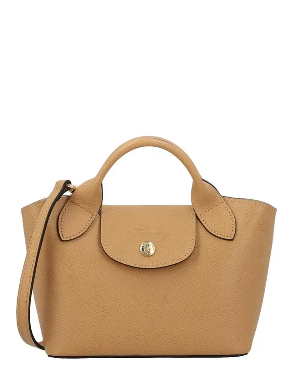 Longchamp Pure Leather Shopper Bag - Beige