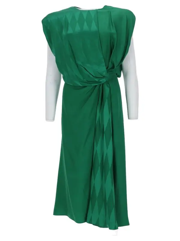 Versace Draped Silk Midi Dress - Green