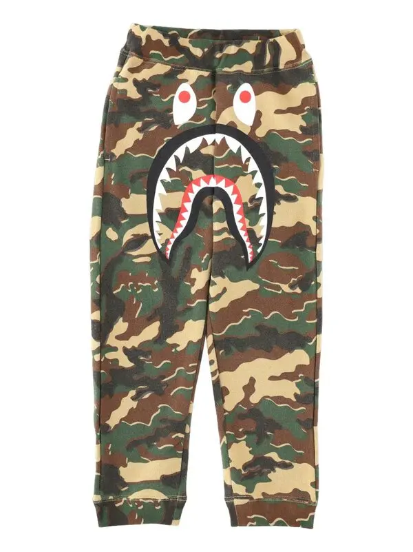 A BATHING APE Camouflage Shark Sweatpants - Green