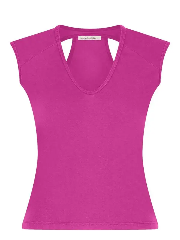 LOVE AND NOSTALGIA Little Keyhole Tee - Pink